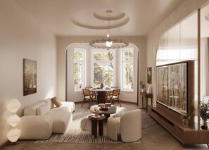Quarto família, sacada, vista para a cidade | Área de estar