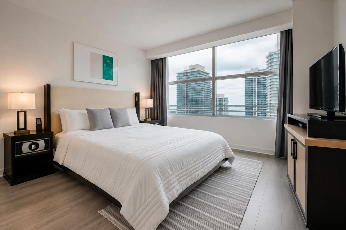 Apartamento Clássico em Condomínio Fechado, Vista para a cidade | Cortinas/cortinados opacos, ferro/tábua de engomar, Wi-fi grátis