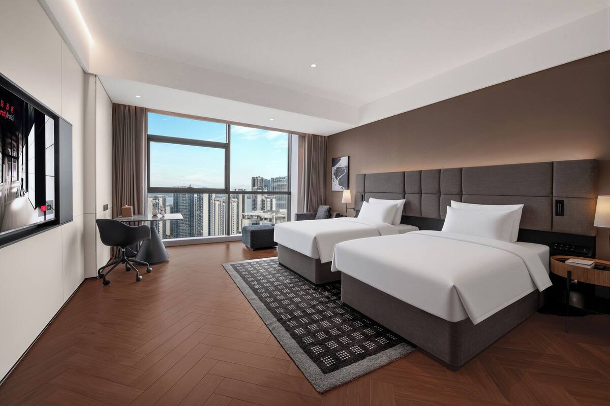 Quarto duplo premier, vista para o mar | Roupas de cama premium, frigobar (abastecido com itens grátis)