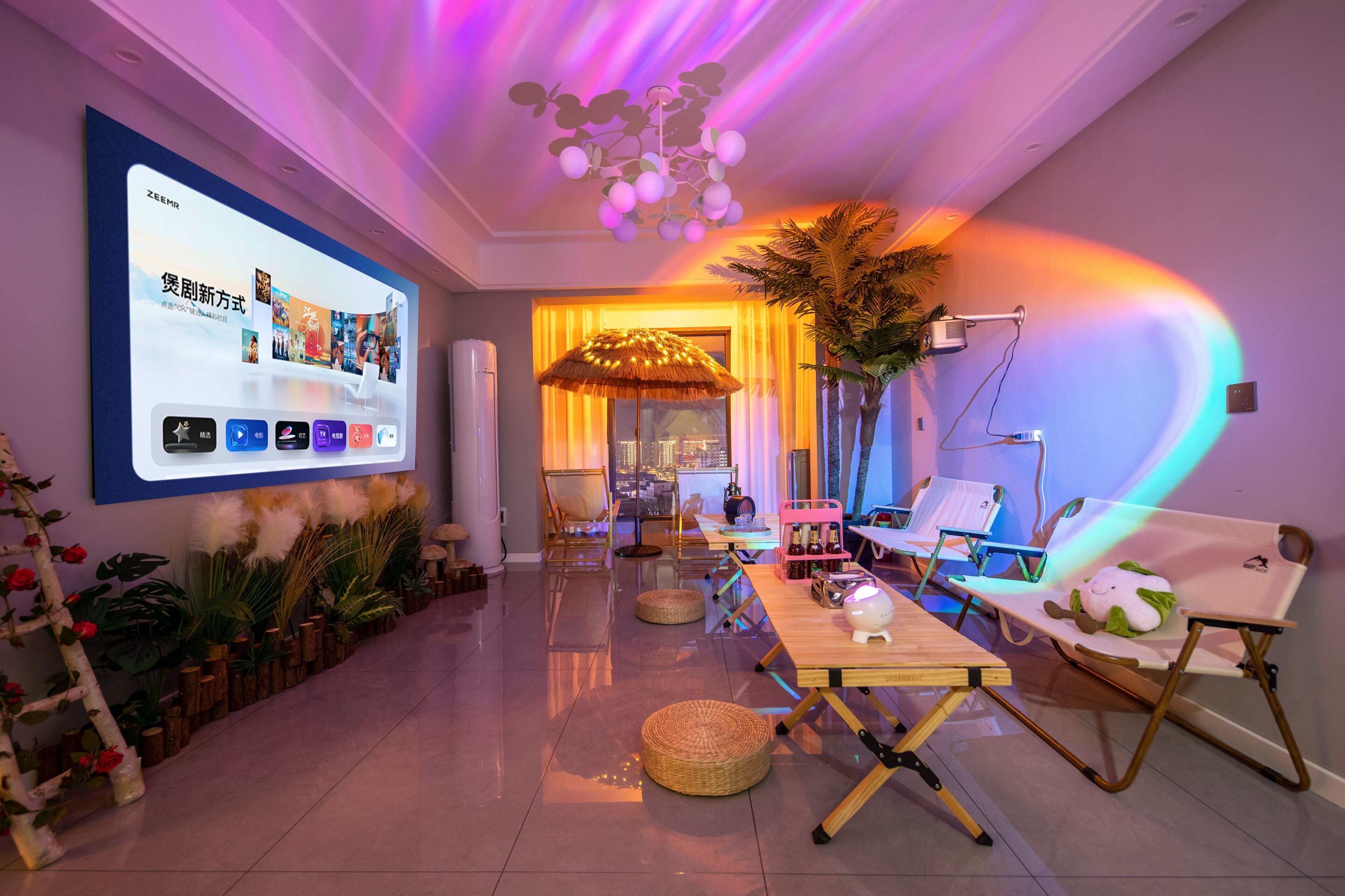 Apartamento Comfort, 4 quartos, cozinha, vista para a montanha | Sala de estar | Televisor de 100 polegadas com canais por cabo, Netflix 