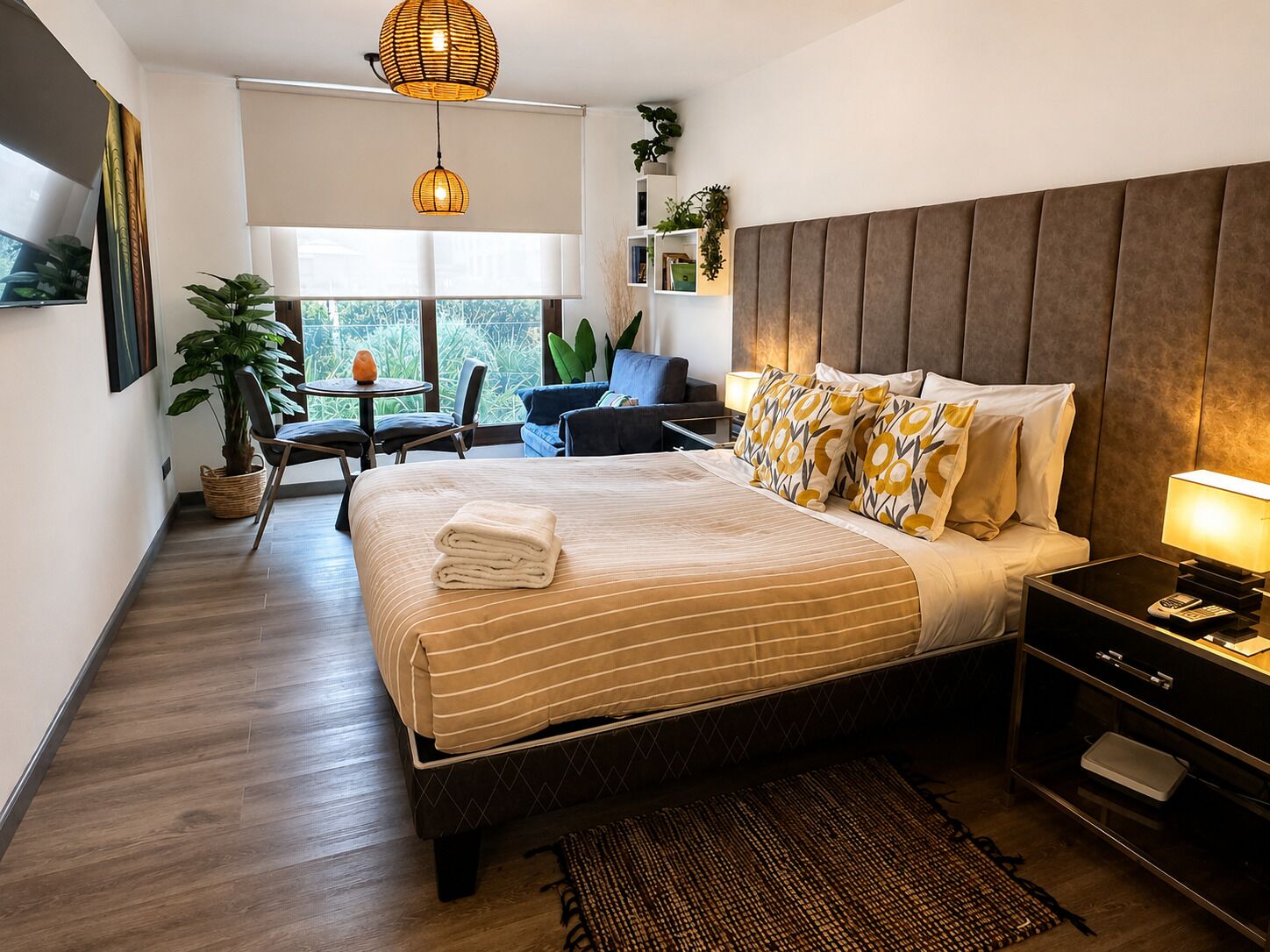 Apartamento superior | Roupas de cama premium, edredons de pluma, cortinas blackout