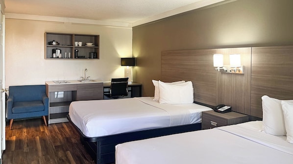 Quarto Deluxe, 2 camas de casal (Kitchen) | Wi-fi grátis, roupa de cama fornecida