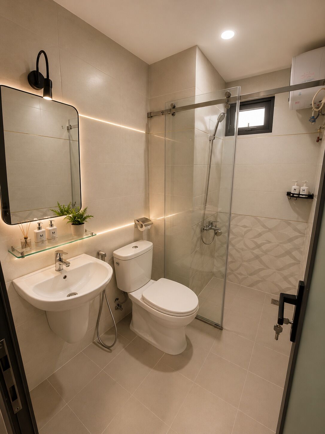 Quarto Duplo Júnior, Vista para a cidade | Casa de banho | Um polibã, artigos de higiene pessoal grátis, um secador de cabelo 