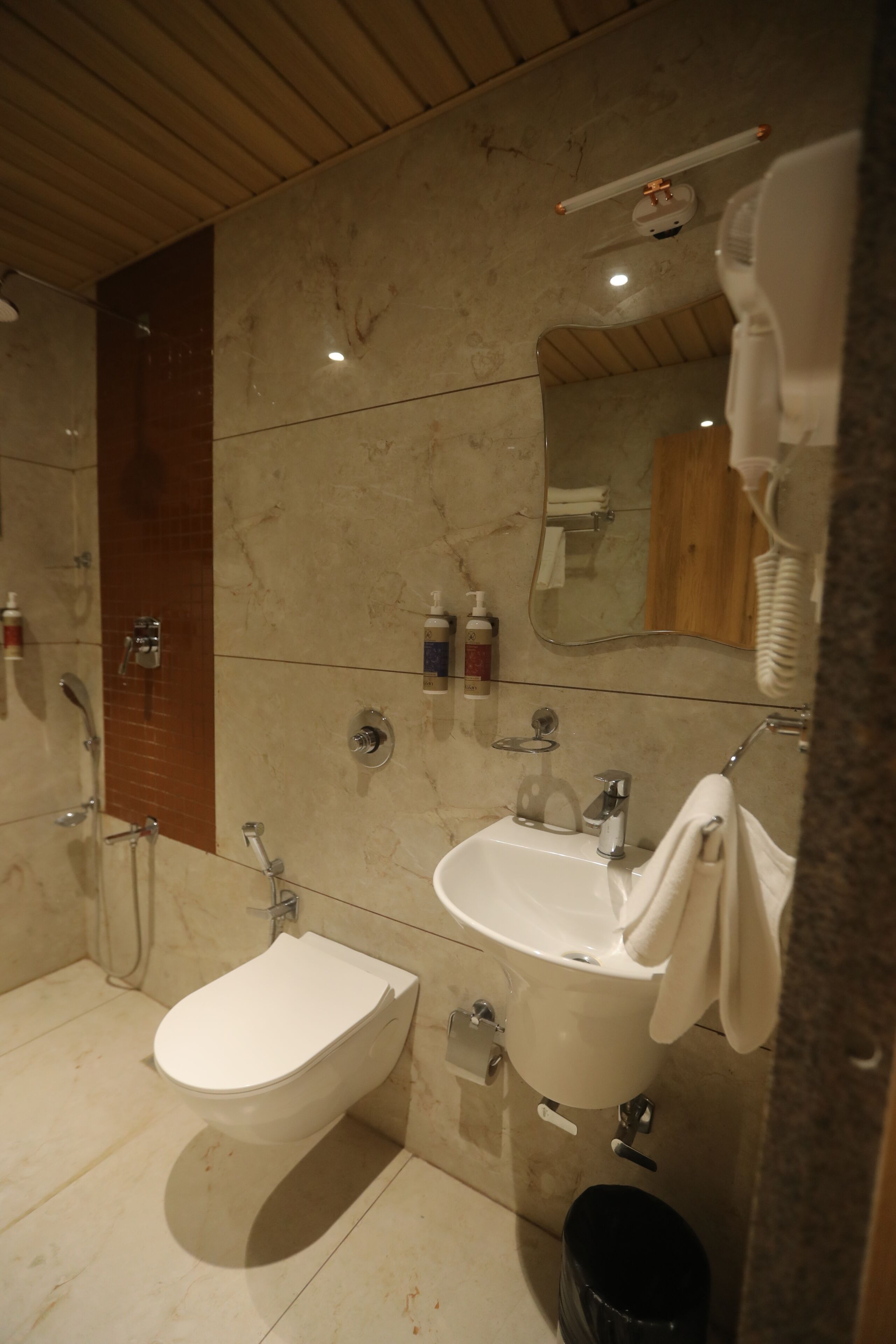 Quarto Deluxe | Casa de banho | Um polibã, um secador de cabelo, toalhas fornecidas, champô 