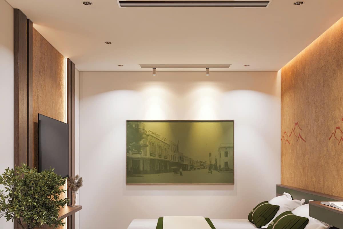 Quarto casal ou duplo standard | Escrivaninha, cortinas blackout, Wi-Fi de cortesia