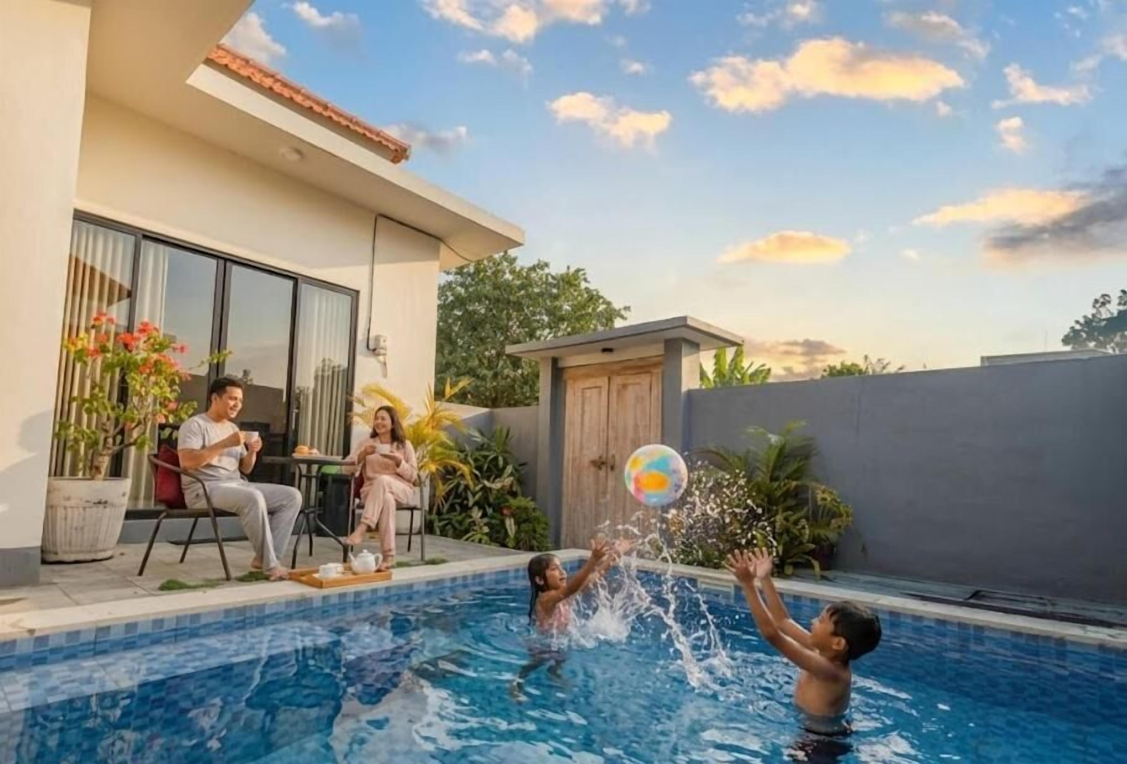 Vila, 2 quartos, piscina particular, vista para o rio | Escrivaninha, espaço de trabalho para notebook, Wi-Fi de cortesia