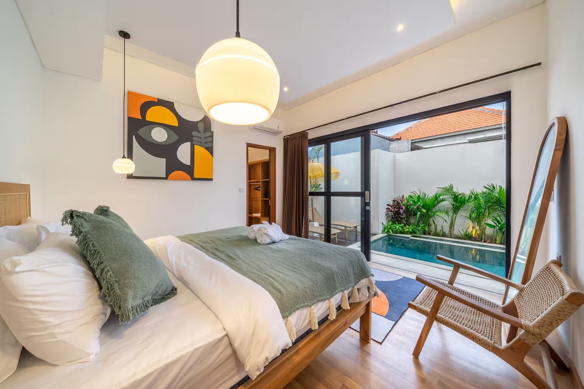 Vila família, 2 quartos, piscina particular | Roupas de cama de algodão egípcio, roupas de cama premium
