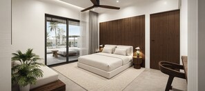 Quarto Duplo Deluxe, vista para o mar | Cofre no quarto, ferro/tábua de engomar, Wi-fi grátis 
