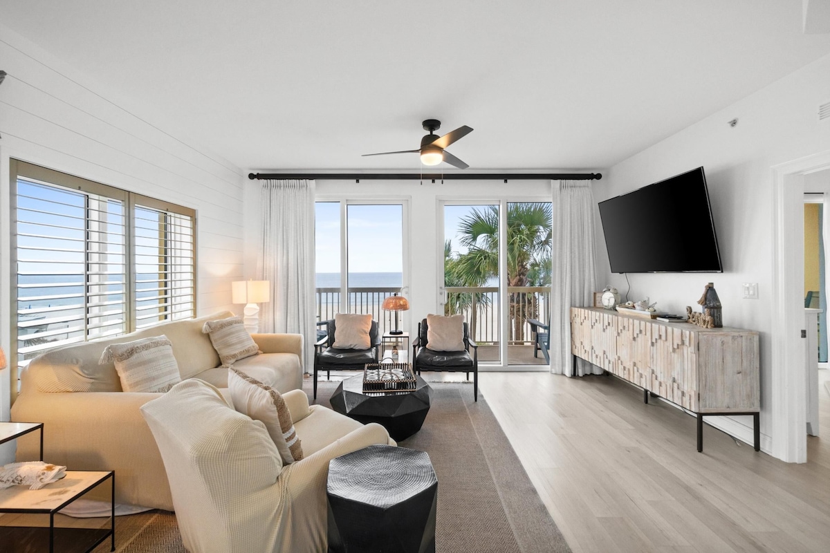 Apartamento em Condomínio Fechado, 3 quartos, vista para o oceano (201E) | Sala de estar
