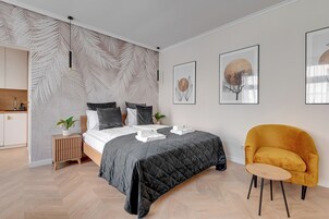 Apartamento Comfort, não fumadores, kitchenette | Roupa de alta qualidade, ferro/tábua de engomar 