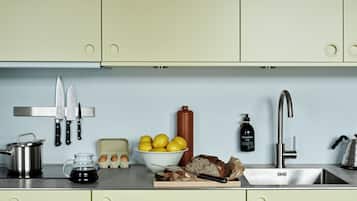 Um frigorífico, um forno, uma placa de cozinha