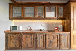 Apartamento superior | Cozinha privada | Máquina de café expresso, chaleira elétrica, torradeira