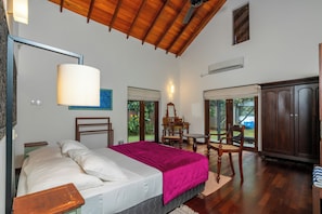 Villa, vista para a piscina | Lençóis de algodão egípcio, roupa de alta qualidade 