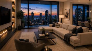 Apartamento, Vista para a cidade | Sala de estar