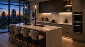 Apartamento, Vista para a cidade | Cozinha privada