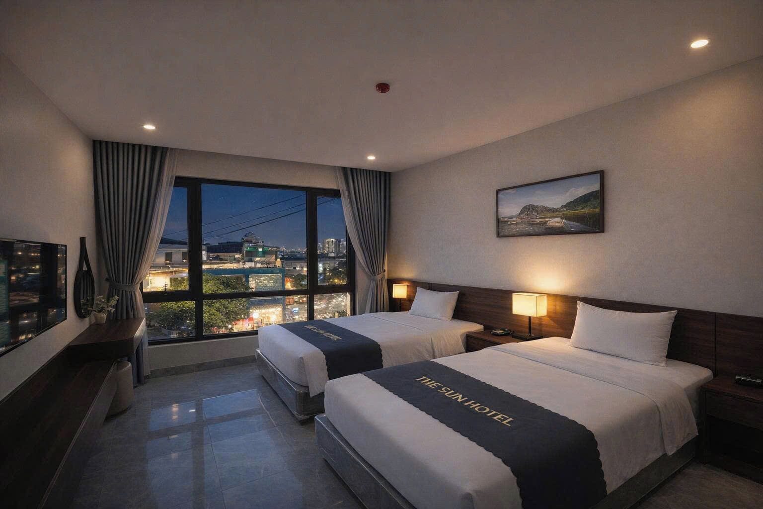 Quarto Duplo ou Twin Deluxe, Vista para a cidade | Secretária 