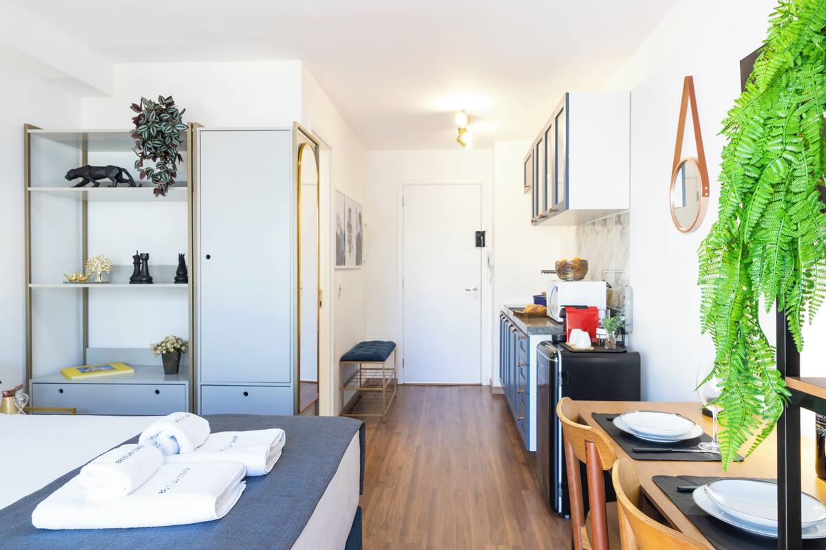 Apartamento clássico | Cortinas blackout, Wi-Fi de cortesia