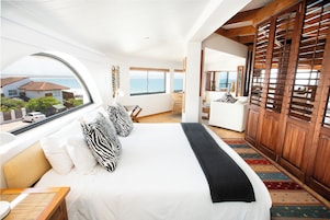 Cobertura superluxo, 2 quartos, vista para o mar | Cofres nos quartos, cortinas blackout, Wi-Fi de cortesia