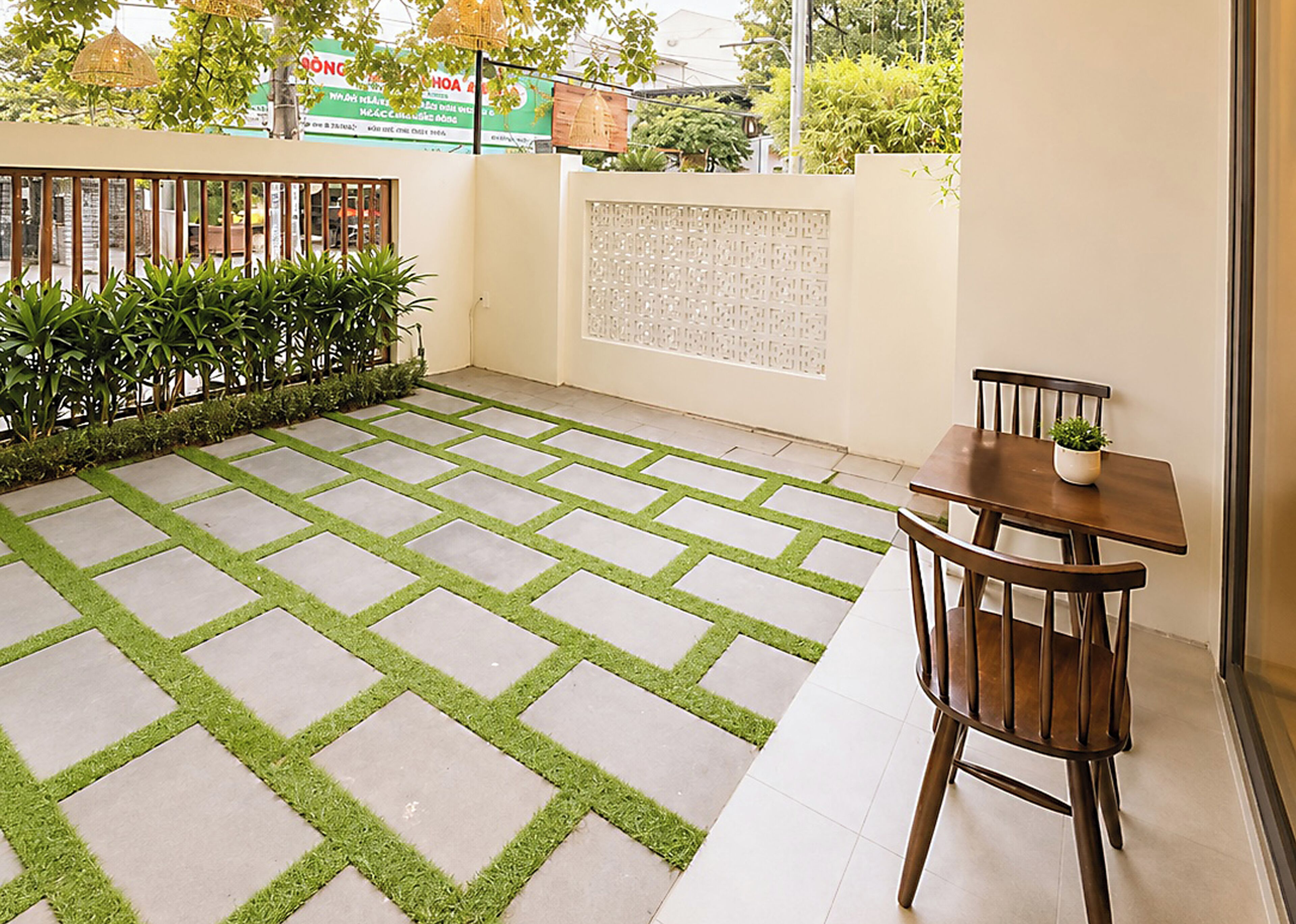 Estúdio Júnior, cozinha, vista para o pátio | Terraço/pátio interior