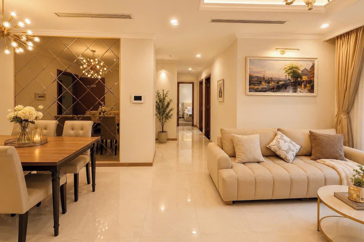 Apartamento design, sacada, vista para a cidade | Área de estar | TV de tela plana