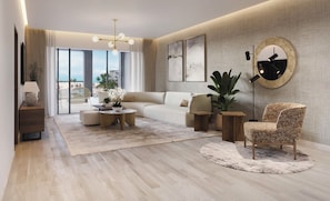 Apartamento, 3 quartos, vista para o oceano | Área de estar | Smart TV