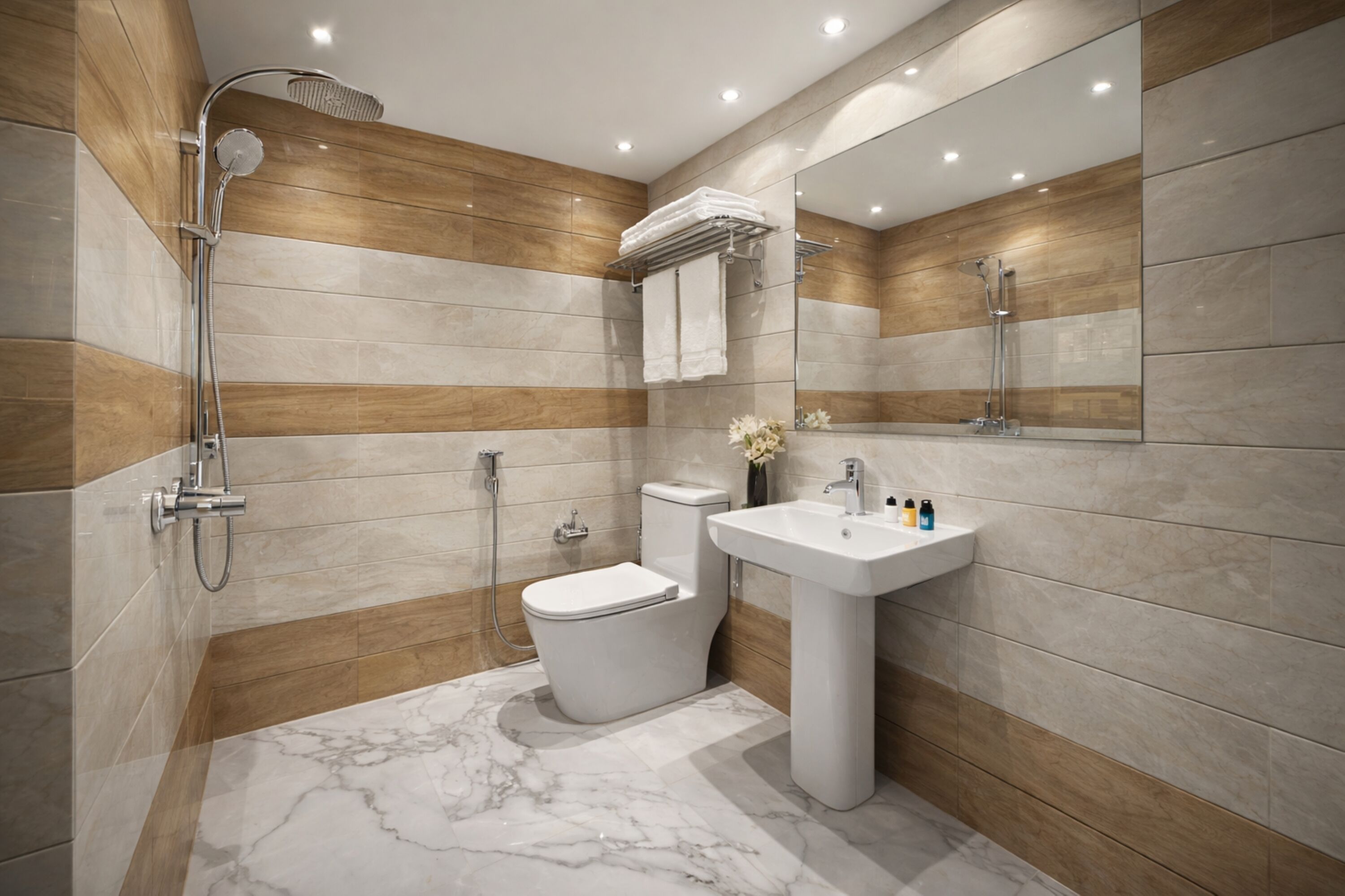 Quarto Duplo ou Twin Deluxe, Vista para a cidade | Casa de banho | Chinelos 