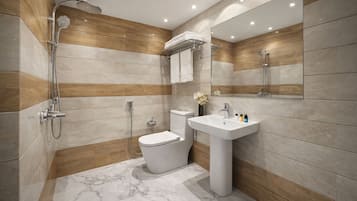 Quarto Duplo ou Twin Deluxe, Vista para a cidade | Casa de banho | Chinelos