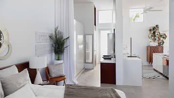 Vila, 1 cama King e sofá-cama, acesso à piscina, vista para o oceano (Studio 2.02) | 1 quarto, cofres nos quartos, ferros/tábuas de passar roupa