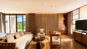 Penthouse Panorâmica, vista para a colina | Roupa de alta qualidade, camas de colchão viscoelástico, minibar grátis