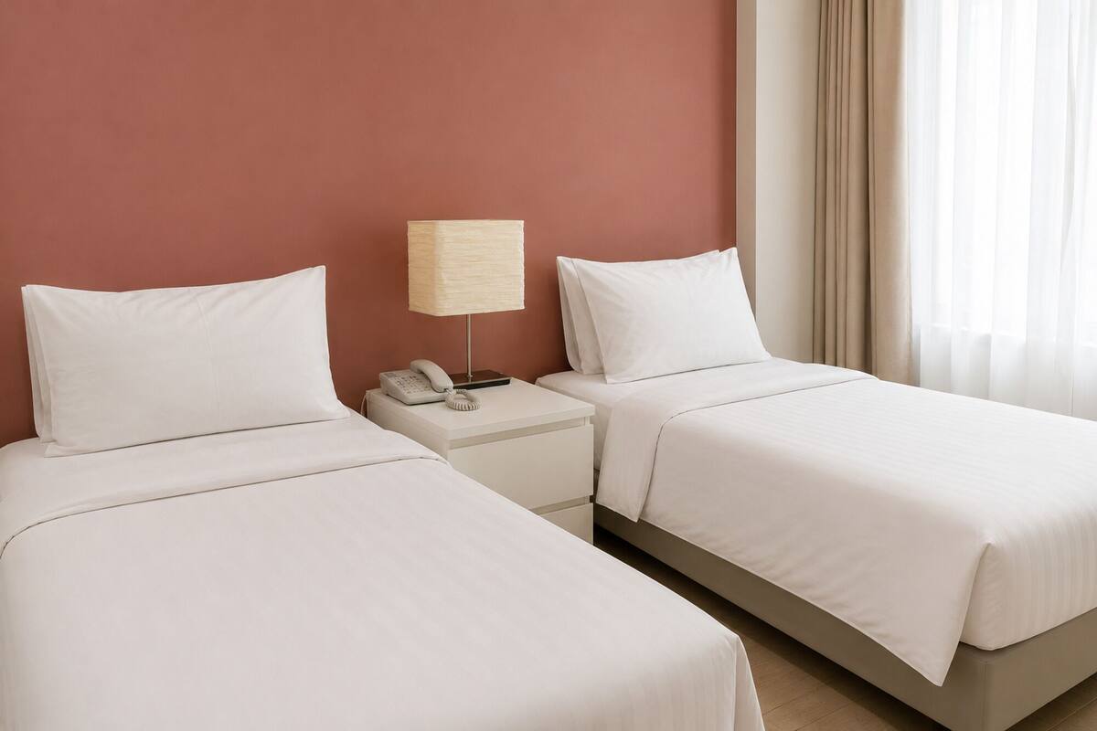 Quarto Twin Superior | Secretária, Wi-fi grátis, roupa de cama fornecida 