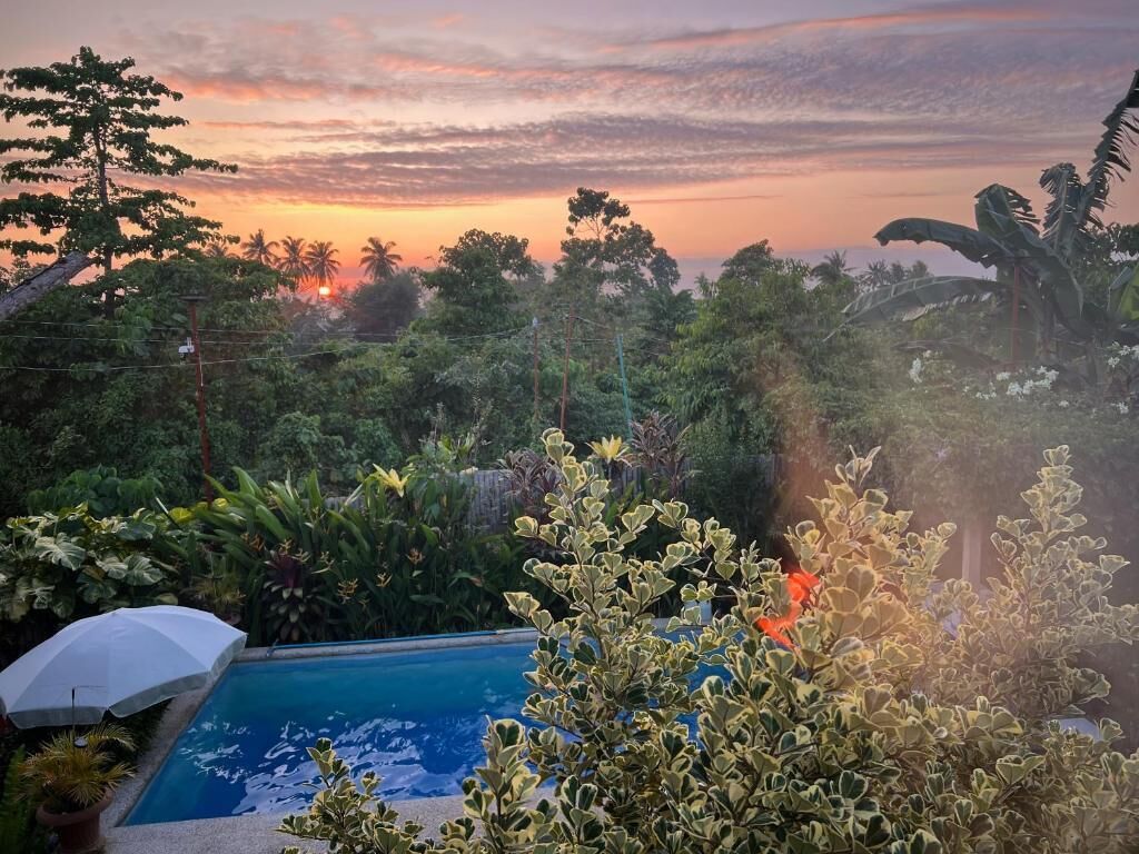 Quarto solteiro, sacada, vista para o jardim | Piscina