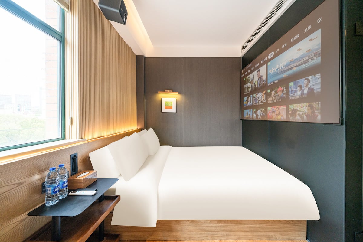 Quarto casal, vista para a cidade | Roupas de cama de algodão egípcio, roupas de cama premium