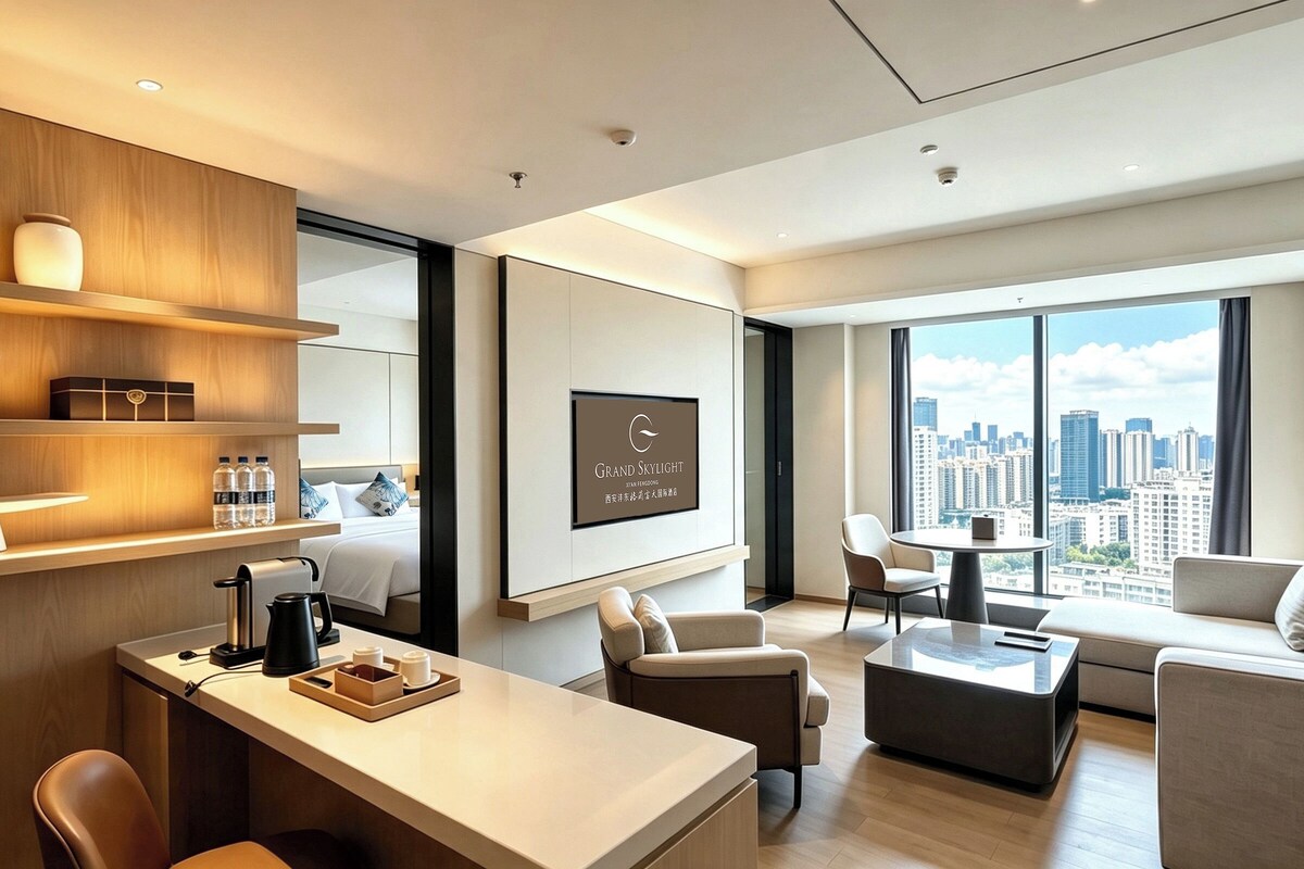 Suite Familiar, Vista para a cidade | Cofre no quarto, secretária, cortinas/cortinados opacos 