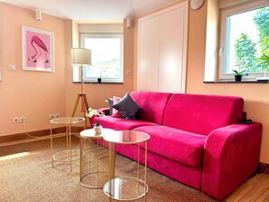 Apartamento, varanda, Vista para a cidade | Sala de estar