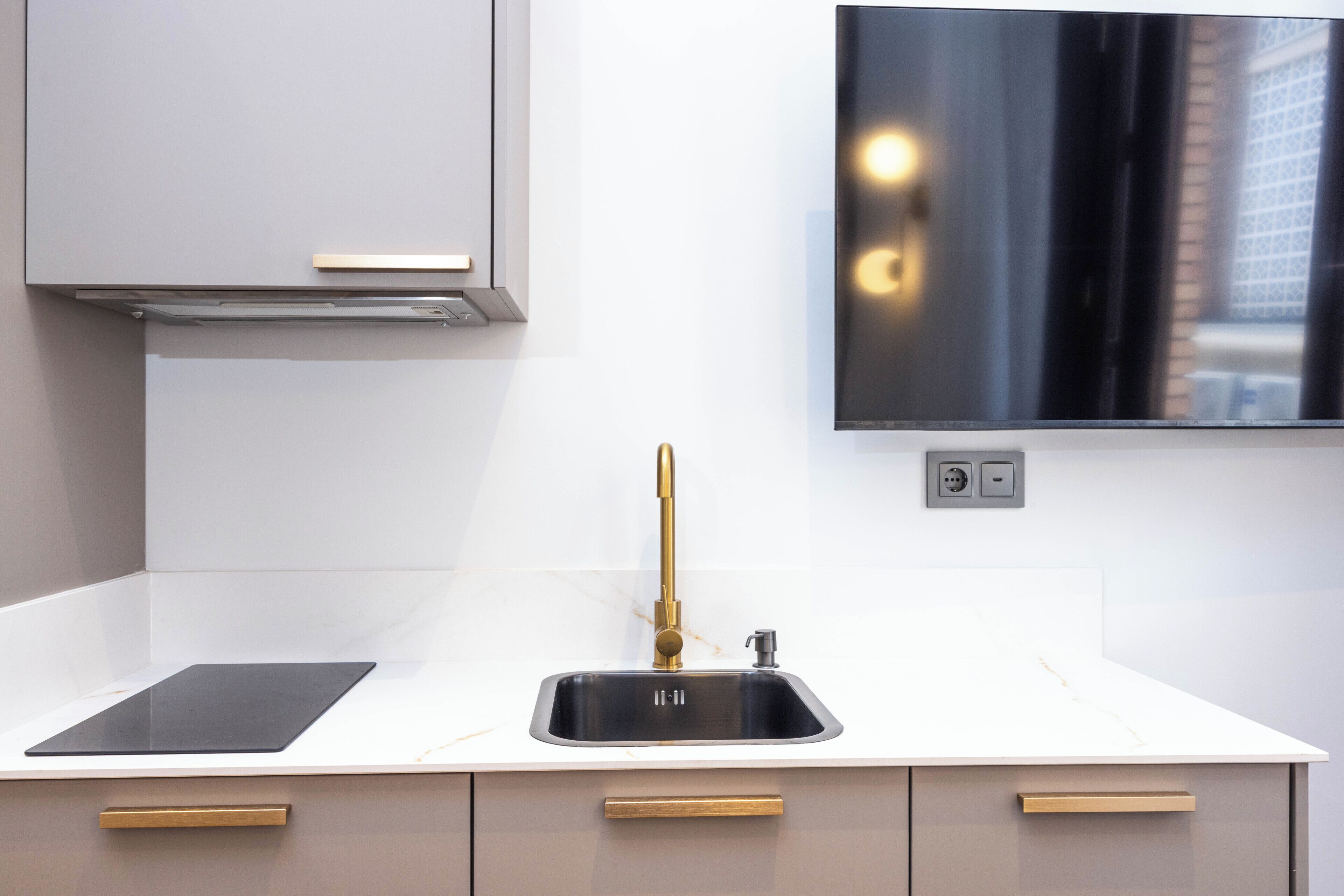 Apartamento | Cozinha privada | Um forno, uma placa de cozinha, uma máquina de lavar louça 