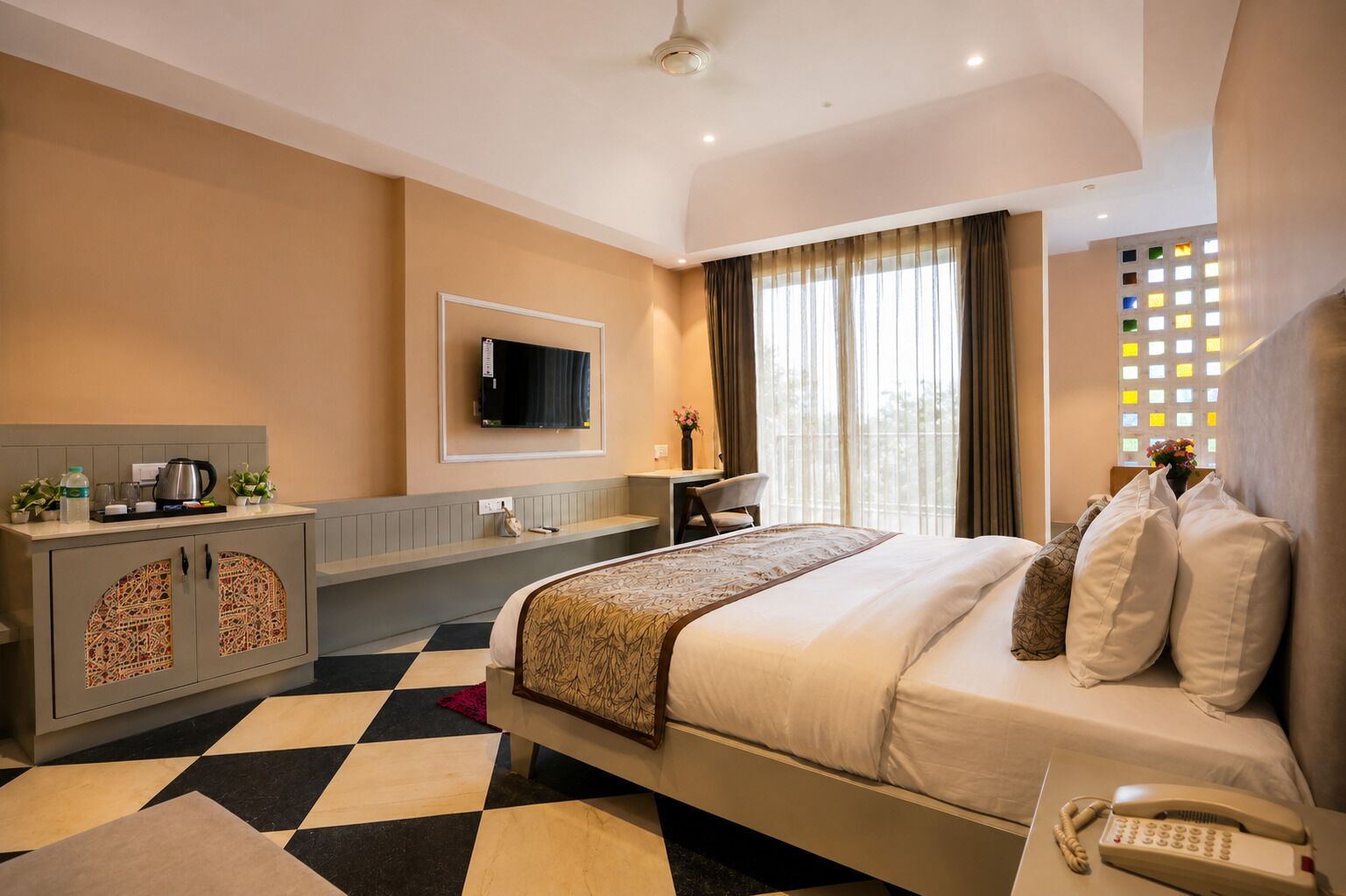Quarto superluxo, sacada, vista para o jardim