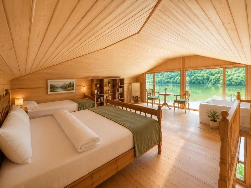Bungalow Familiar, pátio, vista para o lago | Quartos insonorizados, Wi-fi grátis 