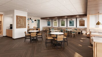 Café da manhã com buffet grátis todos os dias