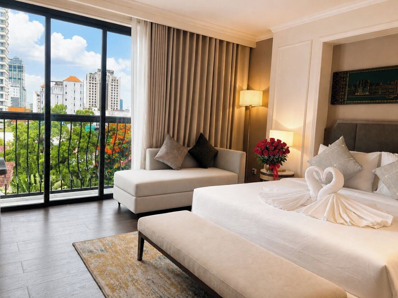 Quarto casal luxo, sacada, vista para a cidade | Parte interna