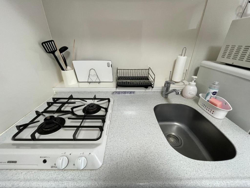 Apartamento | Cozinha privada | Um frigorífico, um micro-ondas, uma placa de cozinha 