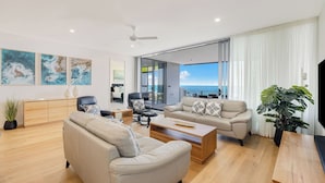 Apartamento de Luxo, 3 quartos, vista para o oceano | Roupa de alta qualidade, cortinas/cortinados opacos, Wi-fi grátis