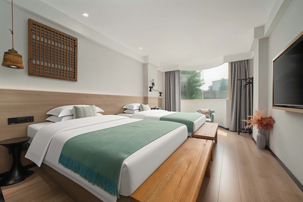 Quarto Twin Design, Vista para a cidade | Wi-fi grátis 