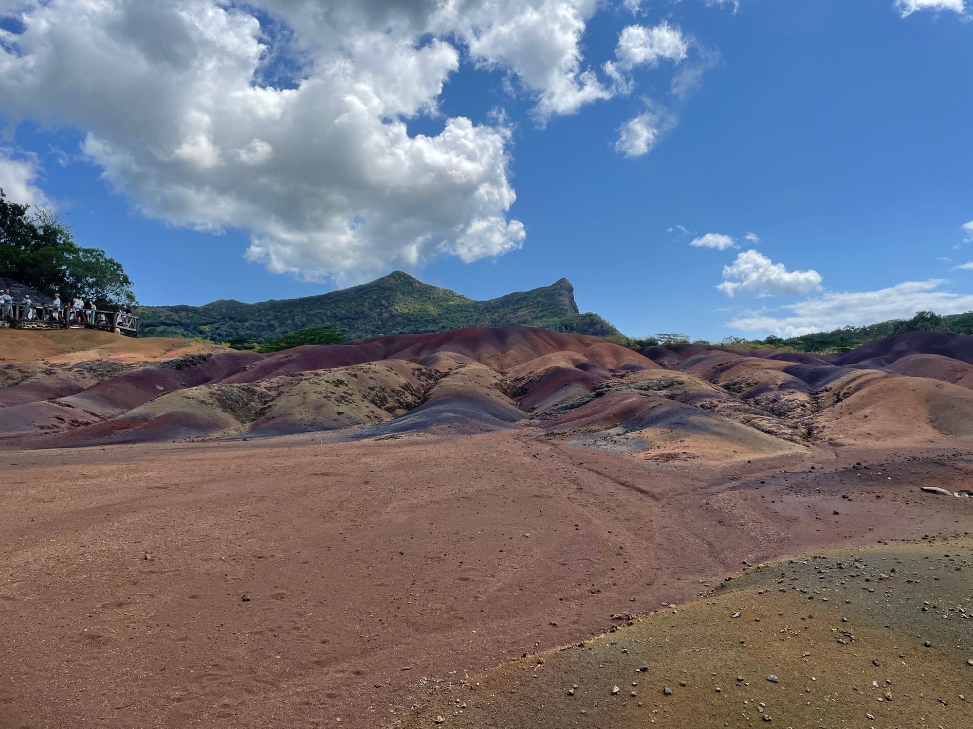 Paisagem com montanha ao fundo e céu claro.