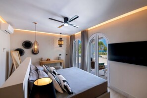 Frigobar, cofres nos quartos, individualmente decorados