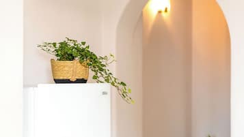 Apartamento júnior, 1 cama de casal e sofá-cama | Cozinha privada | Geladeira grande, cooktop, máquina de café expresso, chaleira elétrica