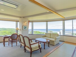 Quarto Panorâmico, 2 camas individuais, não fumadores, no canto (Japanese Western, West Wing) | Cofre no quarto, secretária, Wi-fi grátis, roupa de cama fornecida 