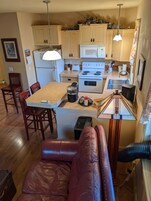 Suite Deluxe, 2 quartos, vista para o rio | Cozinha privada | Uma cafeteira/bule, um frigorífico/congelador grande, um micro-ondas