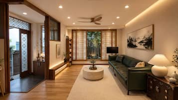 Casa Presidencial | Sala de estar | Televisor LED, lareira, piso aquecido