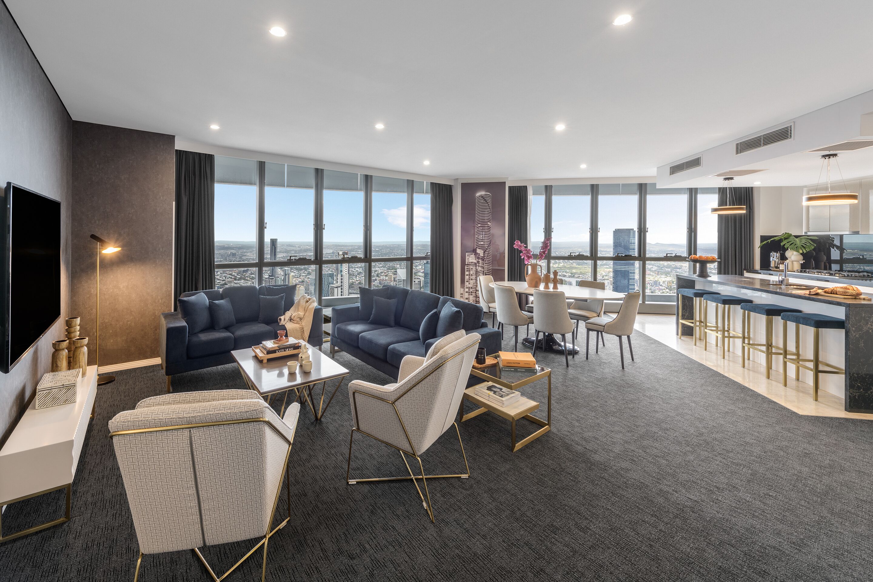 Penthouse, 3 quartos (Parkland) | Sala de estar | TV de ecrã plano 