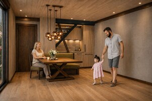 Hoamat Apartment mit 1 Schlafzimmer, Balkon | Cozinha privada | Uma cafeteira/bule, um frigorífico/congelador grande, um micro-ondas
